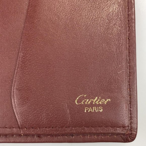 Cartier | Bags | Authentic Cartier Paris Wallet Red Burgundy Gold ...